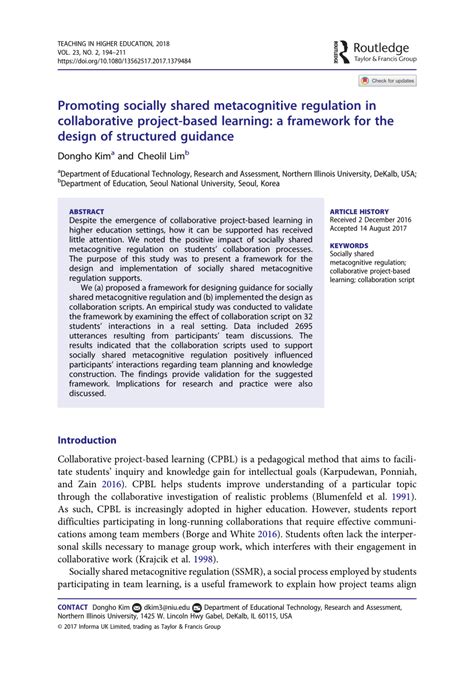 Pdf Comparing Metacognitive Regulation And Socially Shared
