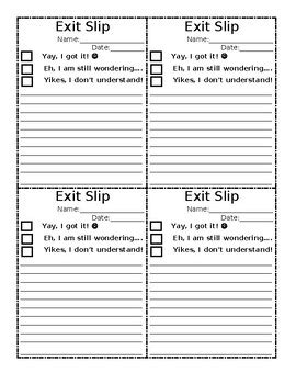 Exit Slip Template Editable By Literate Learners TPT