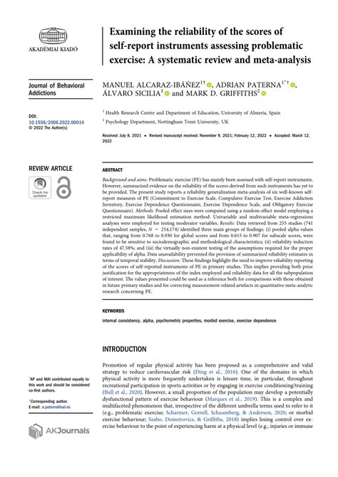 pdf examining the reliability of the scores of self report