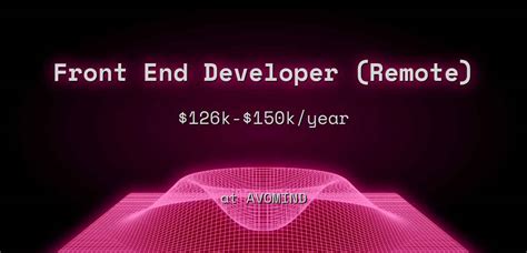 Web3 Front End Developer Remote 126k 150k At Avomind