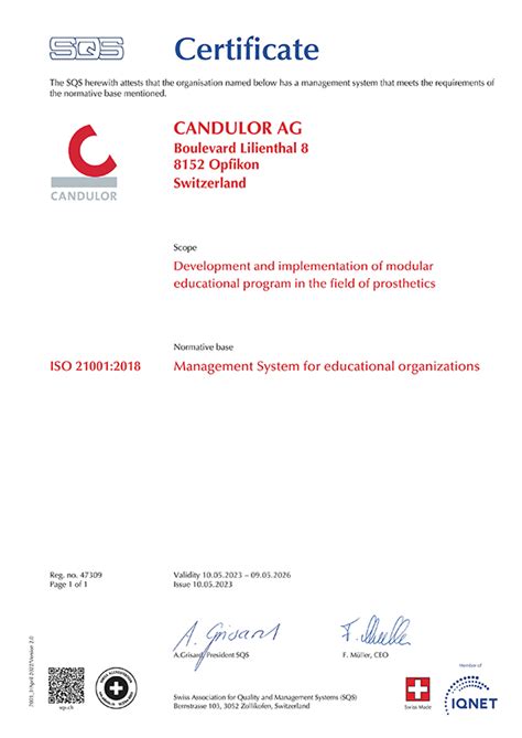 HIGH QUALITY OF THE SSOP CONFIRMED BY QM CERTIFICATION The SSOP Swiss Babe Of Prosthetics By