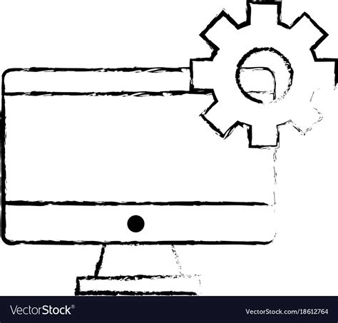 Computer And Gear Design Royalty Free Vector Image