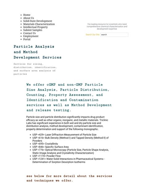 Particle Sizing Distribution Counting Analysis Services Pdf Raman
