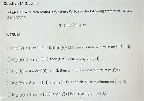 solved let g x be twice differentiable function which of