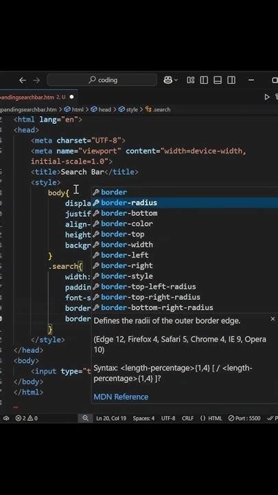Expanding Search Bar Animation🔎 Css Cssanimation Coding Html Yt Shorts Search Youtube