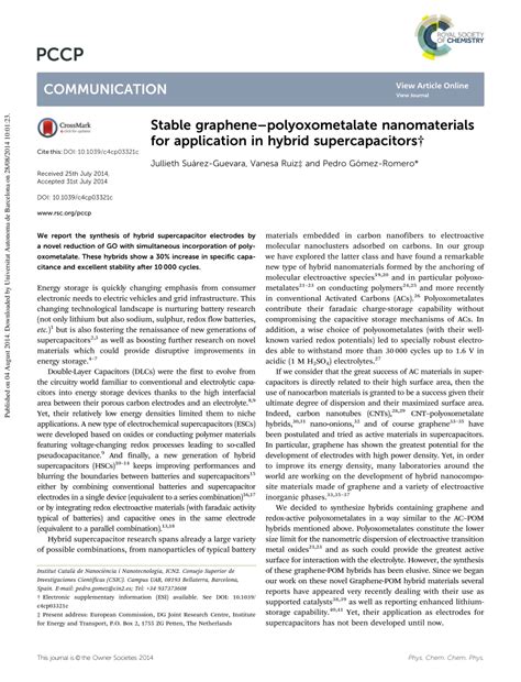 Pdf Stable Graphene Polyoxometalate Nanomaterials For Application In