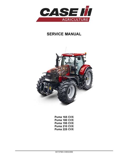 Case IH Puma 165 180 195 210 225 CVX Tractor Pdf Service Manual