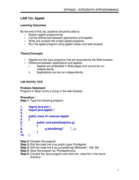 Lab Activity Integrative Programming Lab 1i Applet Learning