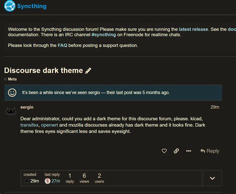 Discourse Dark Theme Meta Syncthing Community Forum