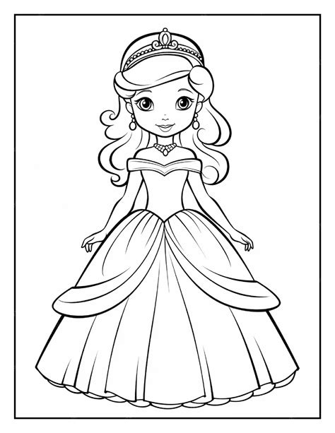 Красивые принцессы для окрашивания для детей Векторный файл Премиум векторы