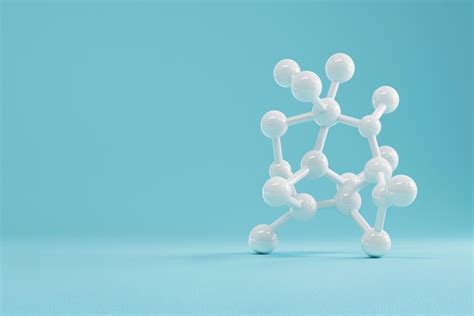 Abstract Molecular Structure Models On Blue Background With Copy Space Mockup Template Premium