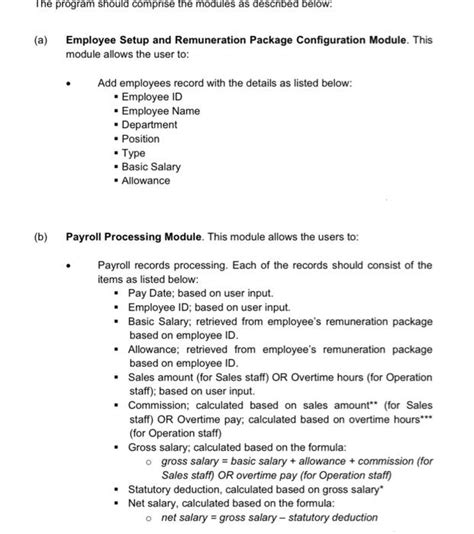 Solved Develop A Payroll Management System For A Company