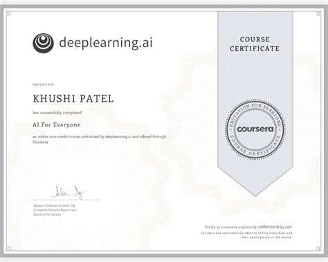 Khushi Patel On Linkedin Successfully Completed Ai For Everyone Course