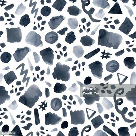 수채화 인디고 추상적 인 모양 매끄러운 패턴 흰색 배경에 손으로 그린 0명에 대한 스톡 벡터 아트 및 기타 이미지 0명 나선형 다중 색상 Istock