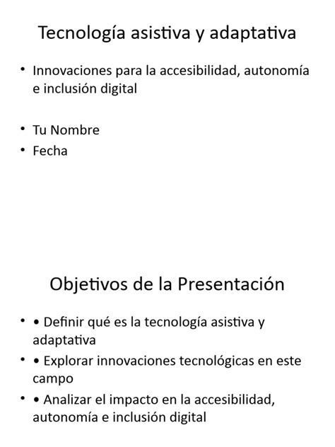 Presentacion Tecnologia Asistiva Pdf Accesibilidad Invalidez