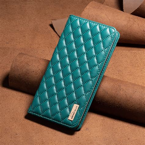For Honor X6b Diamond Lattice Magnetic Leather Flip Phone Case Green