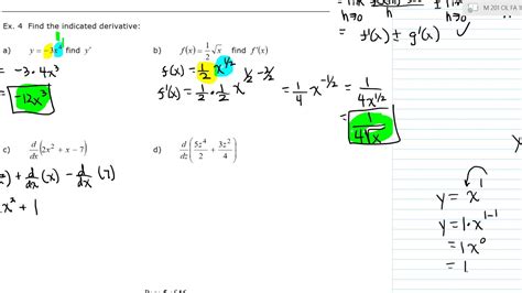 Mat 201 Calculus I Section 3 3 Part 2 Derivative Rules Youtube