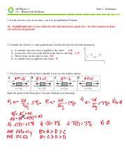 Problem Set 6 Dynamics Solutions Pdf AP Physics 1 2 1 Homework Problems Unit 2 Dynamics
