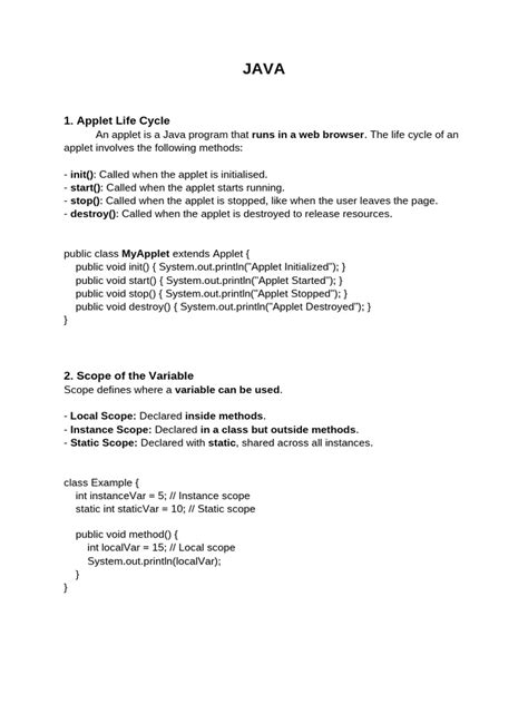 Javaquestions Pdf Scope Computer Science Constructor Object