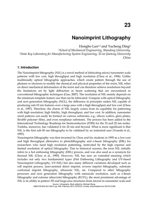 Pdf Nanoimprint Lithography