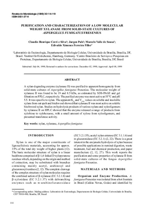 Pdf Purification And Characterization Of A Low Molecular Weight Of β Mannanase From