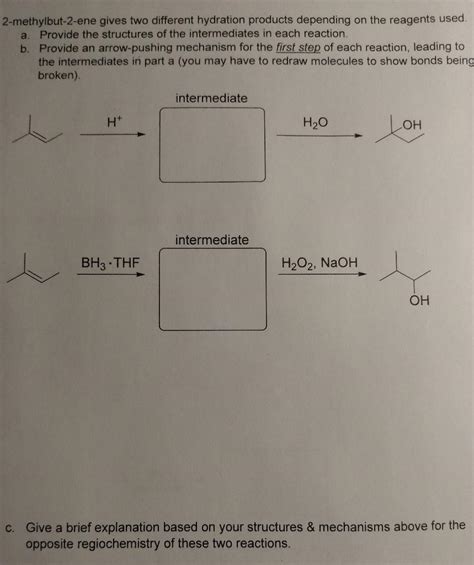 Solved 2 Methylbut 2 Ene Gives Two Different Hydration
