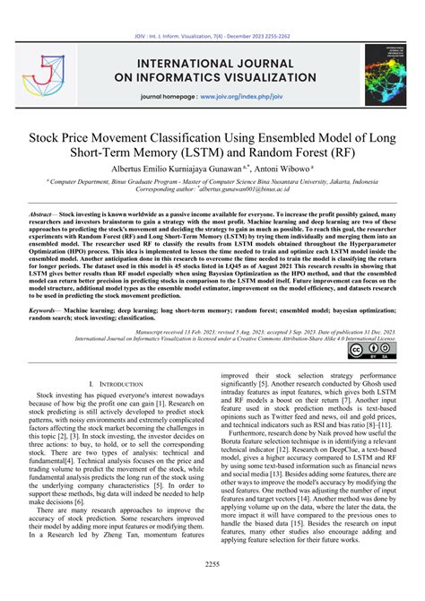 Pdf Stock Price Movement Classification Using Ensembled Model Of Long