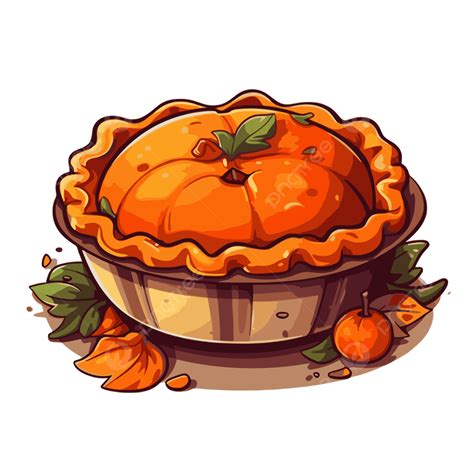 Pumpkin Pie Vector Sticker Clipart Cute Pumpkin Pie Cartoon