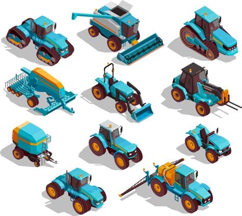 Isometric Automated Machines Set Royalty Free Vector Image
