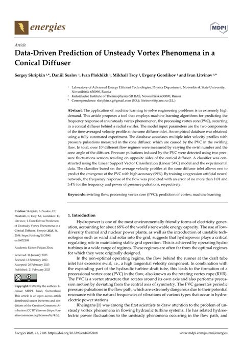 Pdf Data Driven Prediction Of Unsteady Vortex Phenomena In A Conical