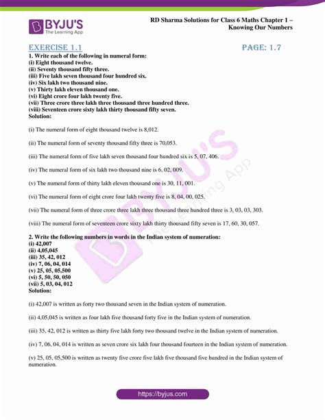 Rd Sharma Solutions For Class Chapter Knowing Our Numbers Exercise