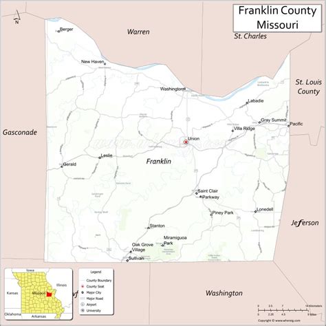 Franklin County Map Missouri Us Know Where Is Located Cities