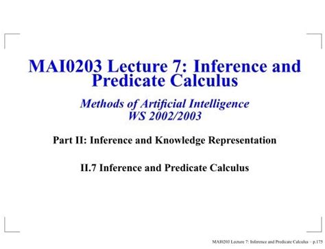 mai0203 lecture 7 inference and predicate calculus methods of