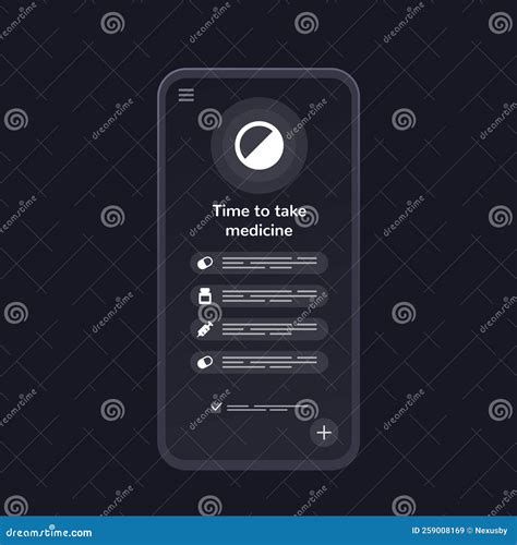 Pill Reminder App Mobile Ui Design Stock Vector Illustration Of