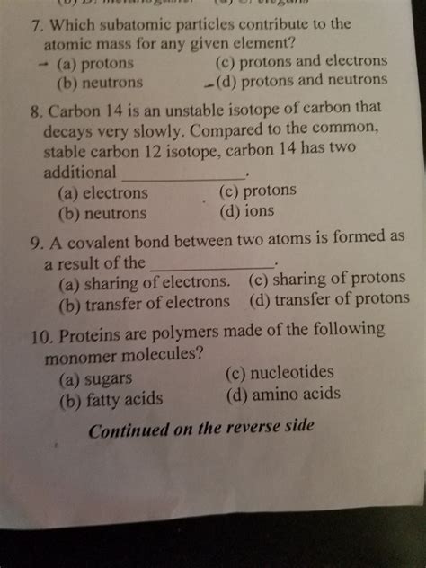 Solved Which Subatomic Particles Contribute To The Atomic Chegg