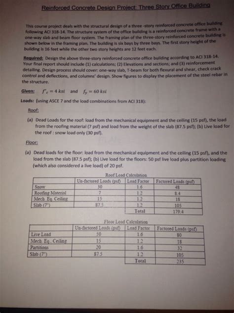 Solved Reinforced Concrete Design Project Three Story