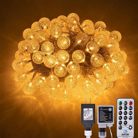 Bibana 100 Led 49 Ft Globe Ball String Lights Crystal Bubble Ball Fairy String Lights Plug In