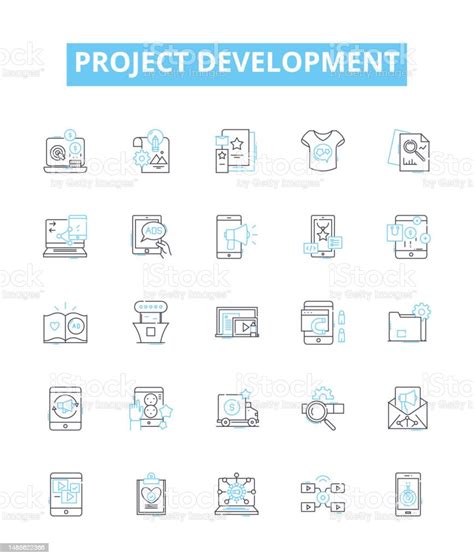 Project Development Vector Line Icons Set Project Development Planning Execution Management