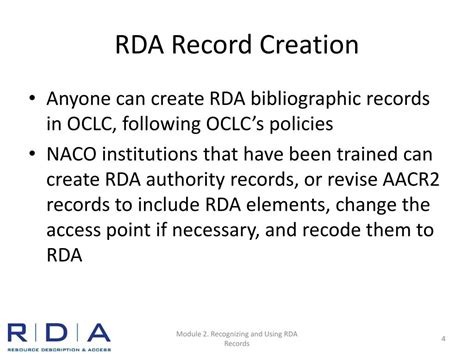 Ppt Module 2 Rda Basics Recognizing And Using Rda Records Powerpoint