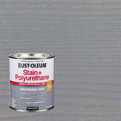 Weathered Gray Rust Oleum Stain Polyurethane Semi Gloss 330057 Quart