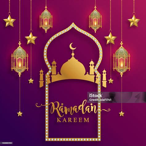 라마단 카림 라마단 또는 이드 무바라크 무슬림이 종이 색 배경에 금 패턴과 크리스탈로 배경 이슬람을 인사하는 무슬림에 의해 Eid Mubarak에 대한 스톡 벡터 아트 및