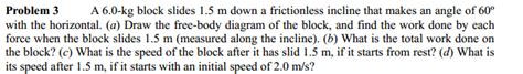 Solved A Kg Block Slides M Down A Frictionless Chegg Com