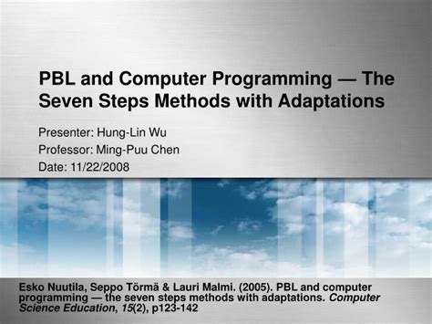 Ppt Pbl And Computer Programming — The Seven Steps Methods With