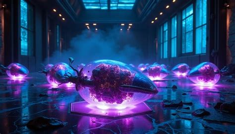 Free Bioluminescent Tech Pods Photo Cyberpunk Neon Futuristic Download At Stockcake