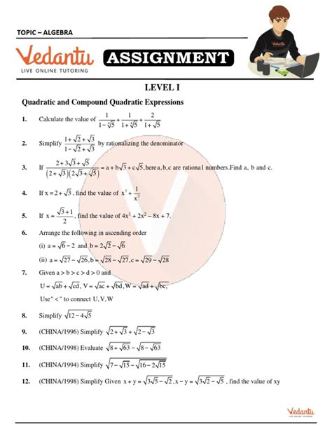 Algebra Assignment Pdf Factorization Polynomial
