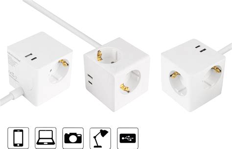 KM SW W Socket Cube M X Safety Socket USB C And USB A Socket White At Reichelt