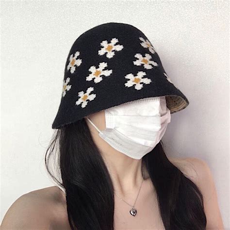 11할인당일출고 데이지 배색 니트 벙거지 데일리 꽃무늬 남녀공용 커플 소두핏 봄 여름 가을 겨울 신상 사계절 여자