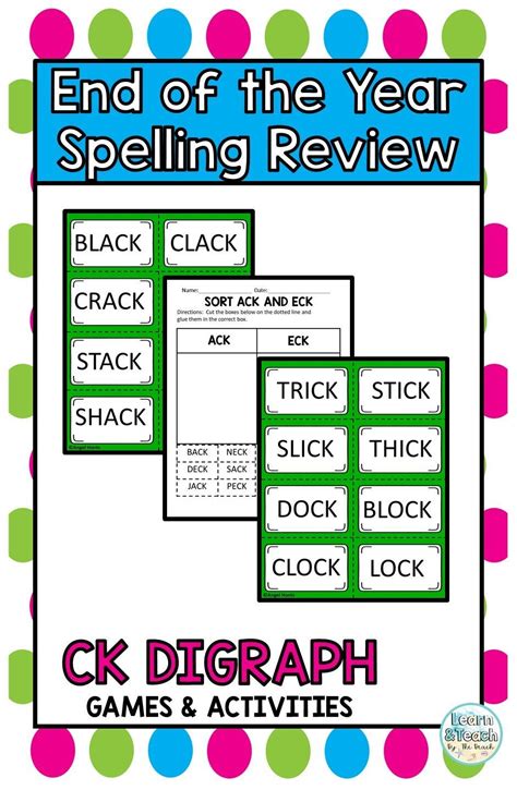 Ck Digraph Spelling Games And Activities Word Sorts Digraph Words Digraph