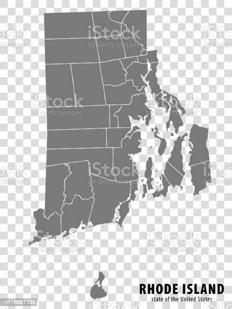 투명한 배경에 상태 로드 아일랜드 지도 로드 아일랜드의 빈 지도와 귀하의 웹 사이트 디자인 로고 응용 프로그램 Ui에 대한 회색으로 지역 미국 Eps10 로드 아일랜드에