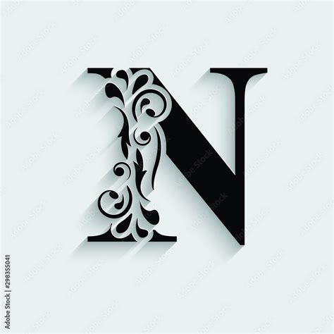 Letter N Black Flower Alphabet Beautiful Capital Letters With Shadow